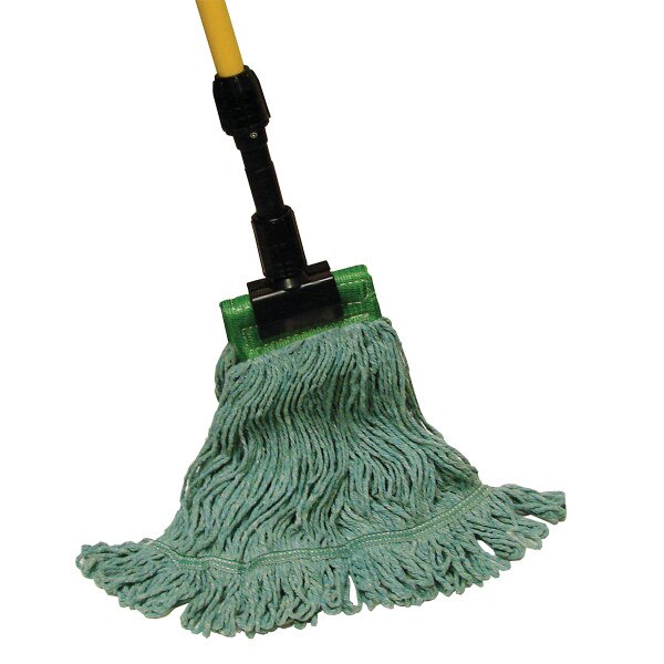SSS Industrial Looped Wet Mop, 5" Headband, Green, Medium, 12/cs | Triple S