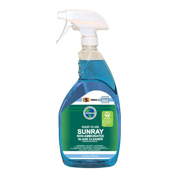 SSS Sunray RTU Non-Ammoniated Glass Cleaner, 12/1 Qt. w/Sp. | Triple S